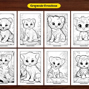 50 Cute Leopard Coloring Page Book, Printable PDF Sheets, Instant ...