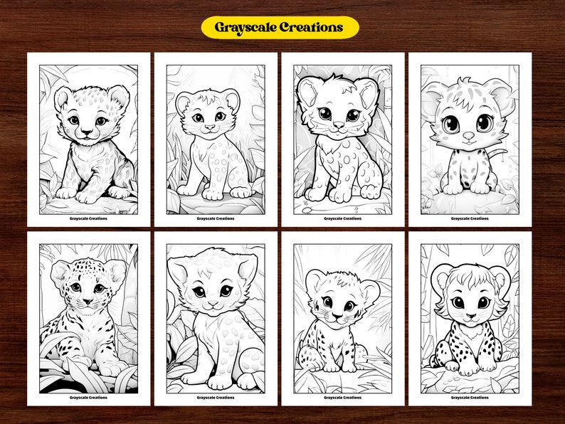 50 Cute Leopard Coloring Page Book, Printable PDF Sheets, Instant ...