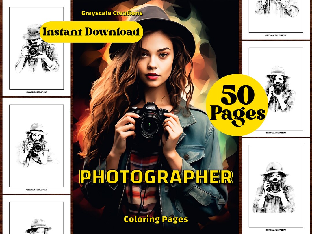 50 Photographer Coloring Page Book, People Human Profession Coloring ...