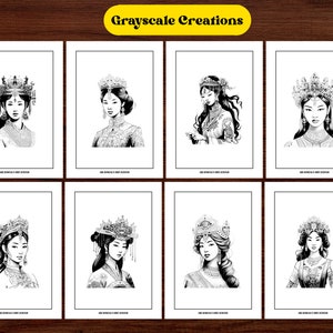 50 Asian Princess Coloring Page Book, Fantasy Enchanted Creatures ...