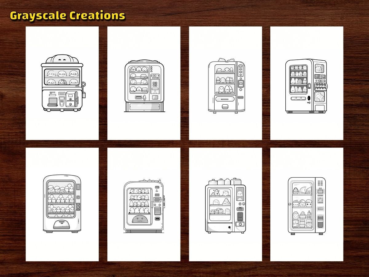 50 Vending Machine Coloring Page Book Food Cute Kawaii - Etsy