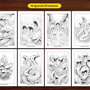50 Scary Hydra Coloring Page Book, Printable PDF Sheets, Instant ...