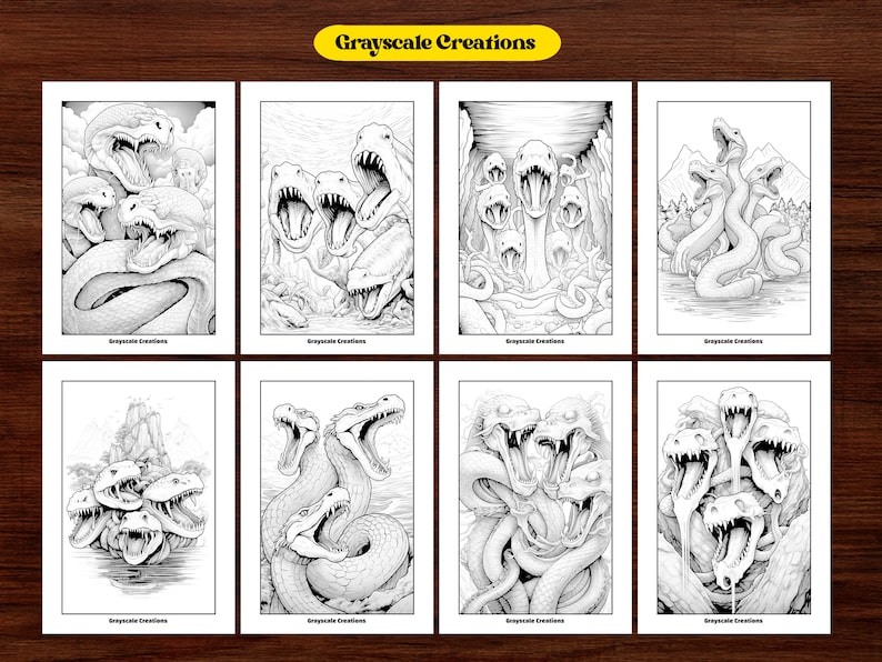 50 Scary Hydra Coloring Page Book, Printable PDF Sheets, Instant ...