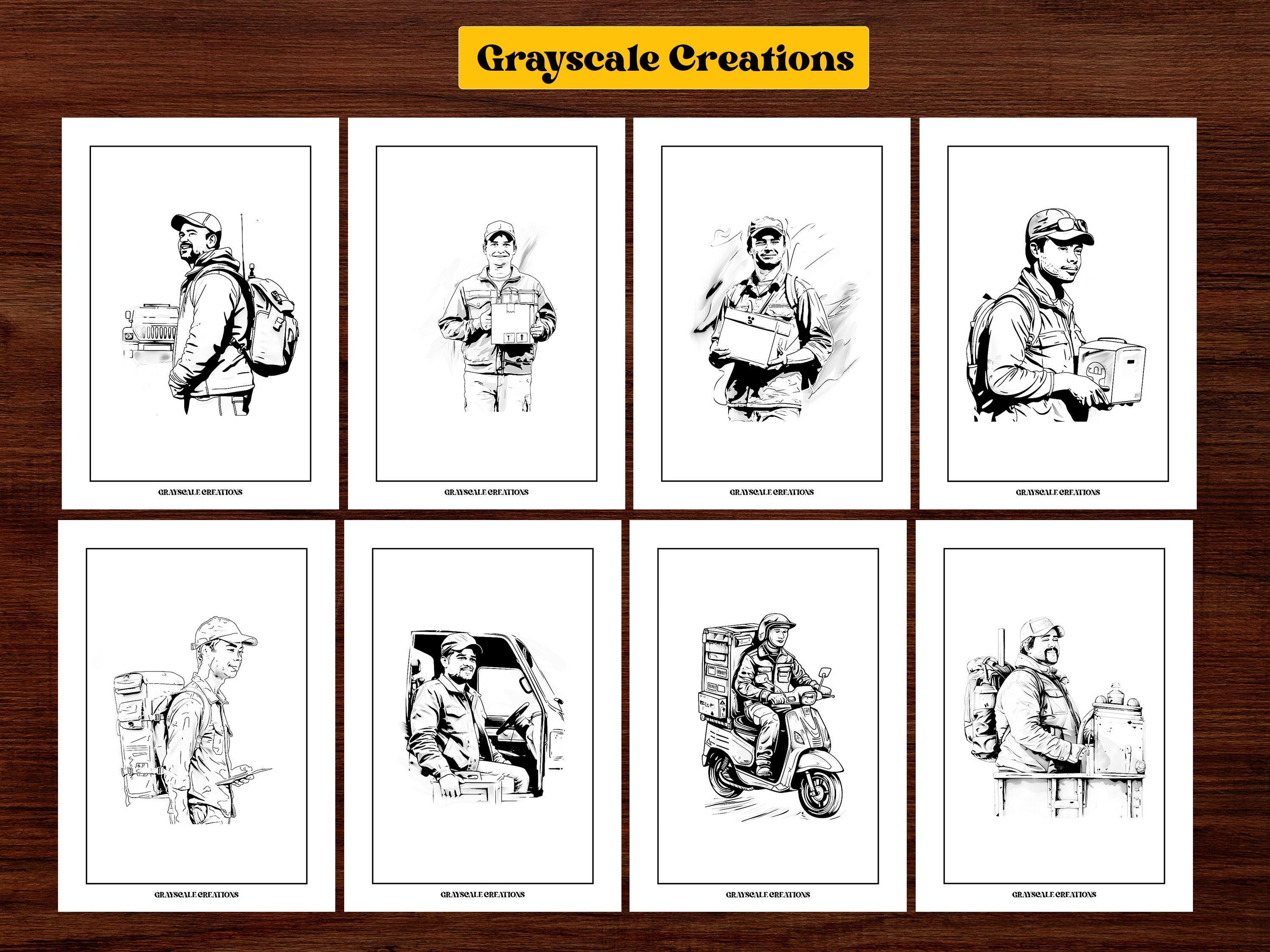 50 Delivery Driver Coloring Page Book, People Human Profession Coloring ...