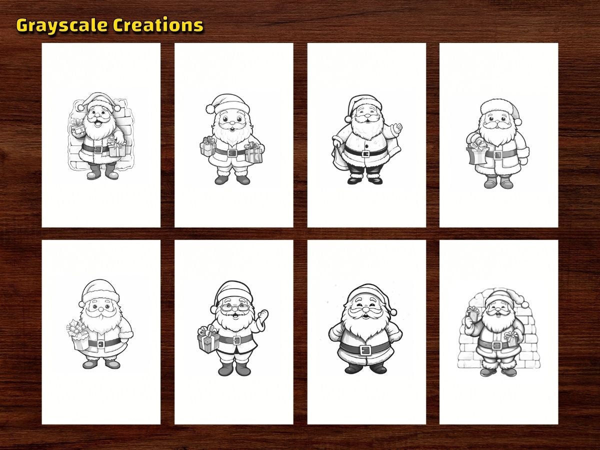 50 Santa Claus Chibi Coloring Page Book Christmas Creature - Etsy