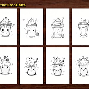 50 Milkshake Coloring Page Book Beverage Food Cute Kawaii - Etsy