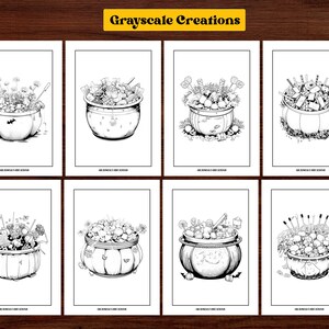 50 Cauldron Candy Coloring Page Book, Halloween Cartoon Creepy ...