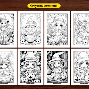 50 Cute Baby Witch Coloring Page Book, Printable PDF Sheets, Instant ...