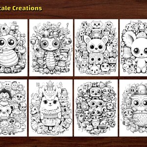 50 Animal Kawaii Cute Doodle Coloring Page Book Printable PDF - Etsy