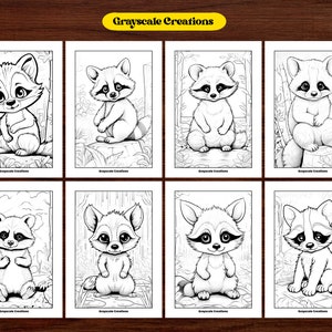 50 Cute Raccoon Coloring Page Book, Printable PDF Sheets, Instant ...