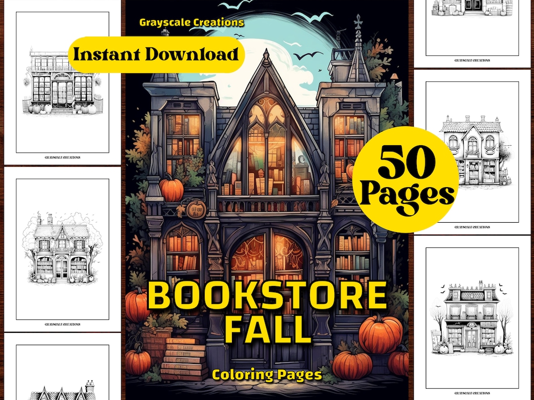 50 Bookstore Front Fall Coloring Page Book, House Interior Design ...