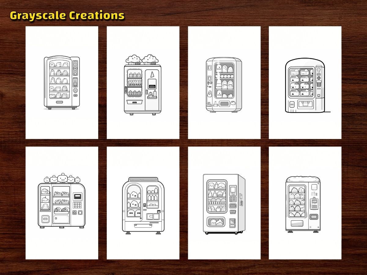 50 Vending Machine Coloring Page Book Food Cute Kawaii - Etsy
