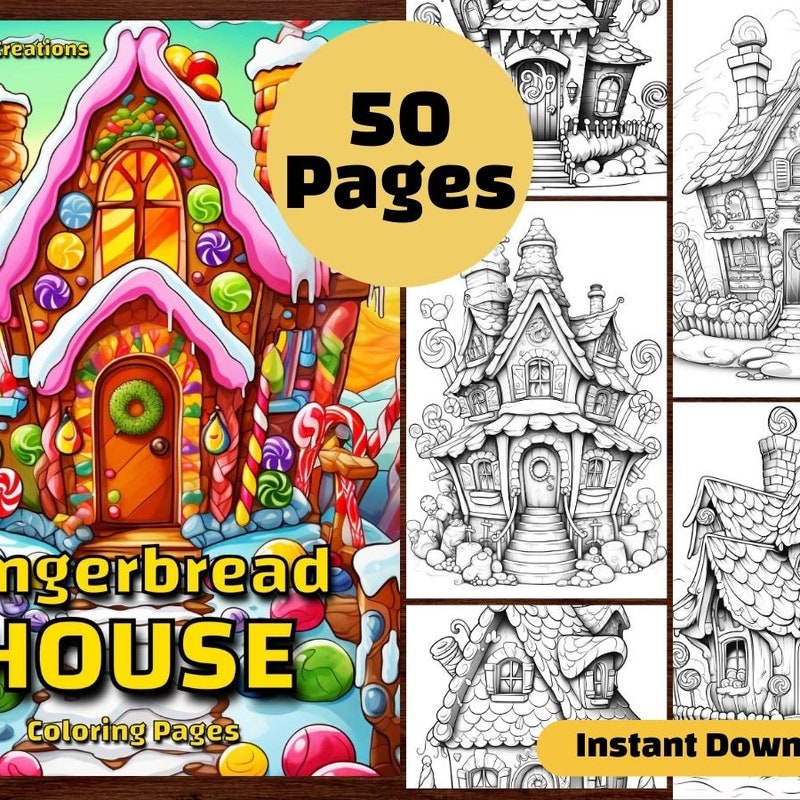 Gingerbread House Coloring Page - Etsy