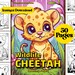 50 Cute Cheetah Coloring Page Book, Printable PDF Sheets, Instant ...
