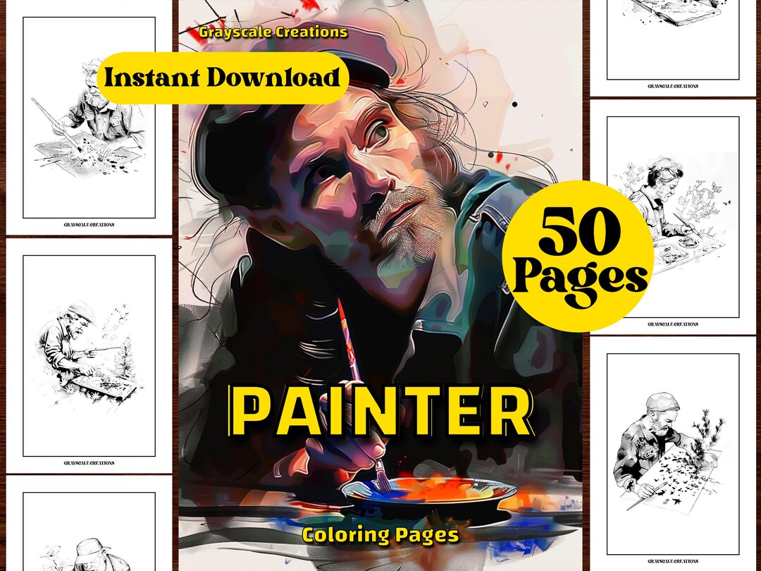 50 Painter Coloring Page Book, People Human Profession Coloring Pages ...