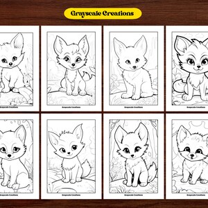 50 Cute Fox Coloring Page Book, Printable PDF Sheets, Instant Download ...