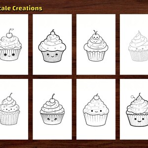 50 Cupcake Coloring Page Book Sweet Cake Food Cute Kawaii - Etsy
