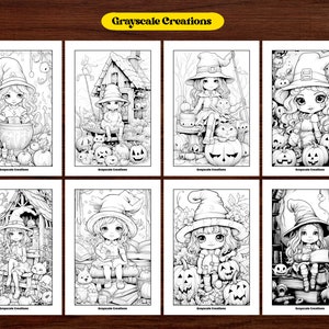 50 Cute Baby Witch Coloring Page Book, Printable PDF Sheets, Instant ...