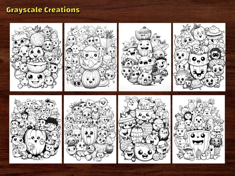 50 Fruit Kawaii Cute Doodle Coloring Page Book Printable PDF - Etsy