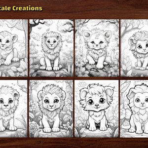 50 Cute Lion Coloring Page Book, Printable PDF Sheets, Instant Download ...