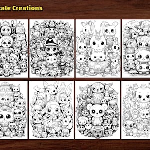 50 Animal Kawaii Cute Doodle Coloring Page Book Printable PDF - Etsy