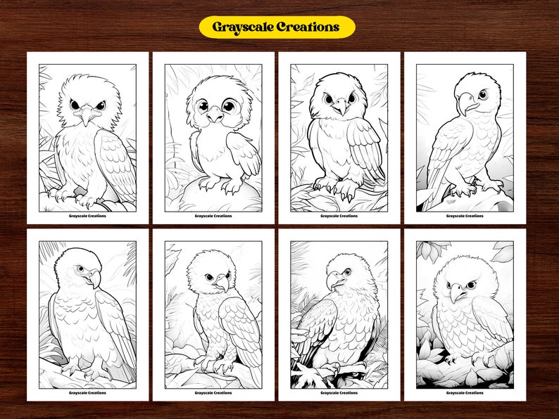 50 Cute Eagle Coloring Page Book, Printable PDF Sheets, Instant ...