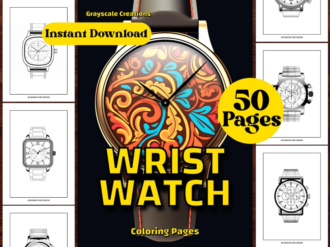 50 Wrist Watch Coloring Page Book, Nature Fashion Clothing Accessories ...