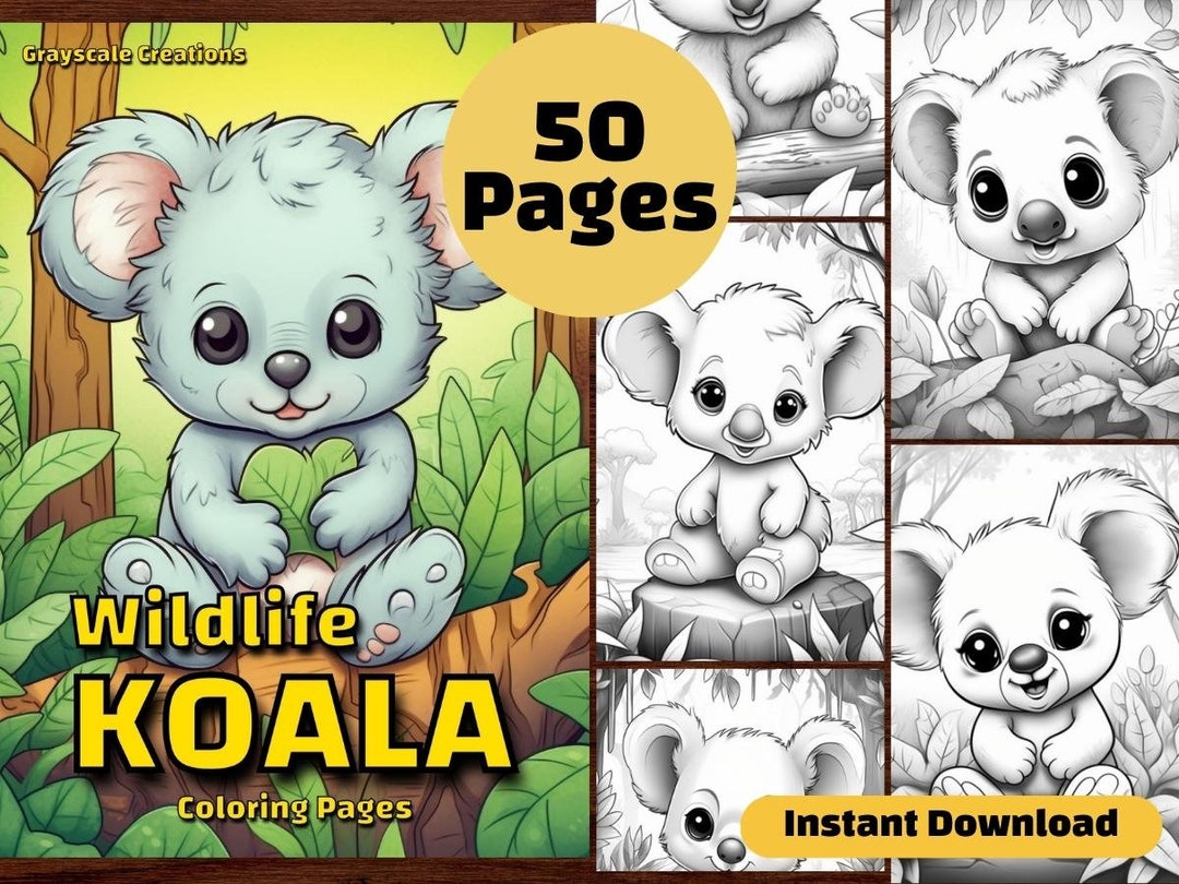 50 Cute Koala Coloring Page Book Printable PDF Sheets - Etsy