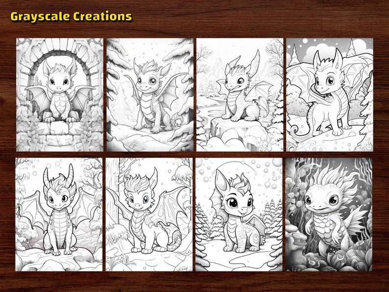50 Cute Baby Dragon Coloring Page Book Printable PDF Sheets - Etsy