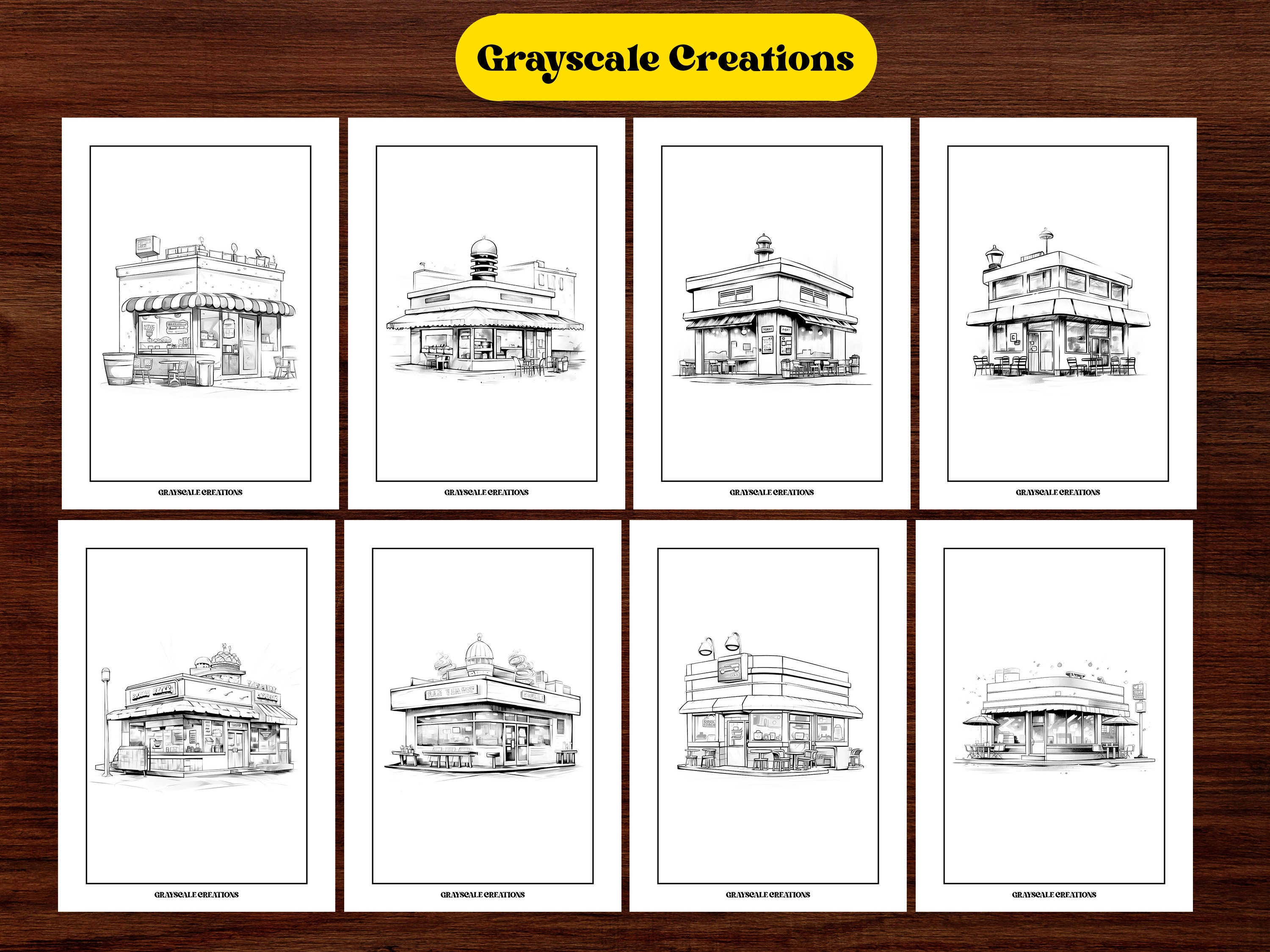 50 Fast Food Restaurant Coloring Page Book, House Interior Design ...