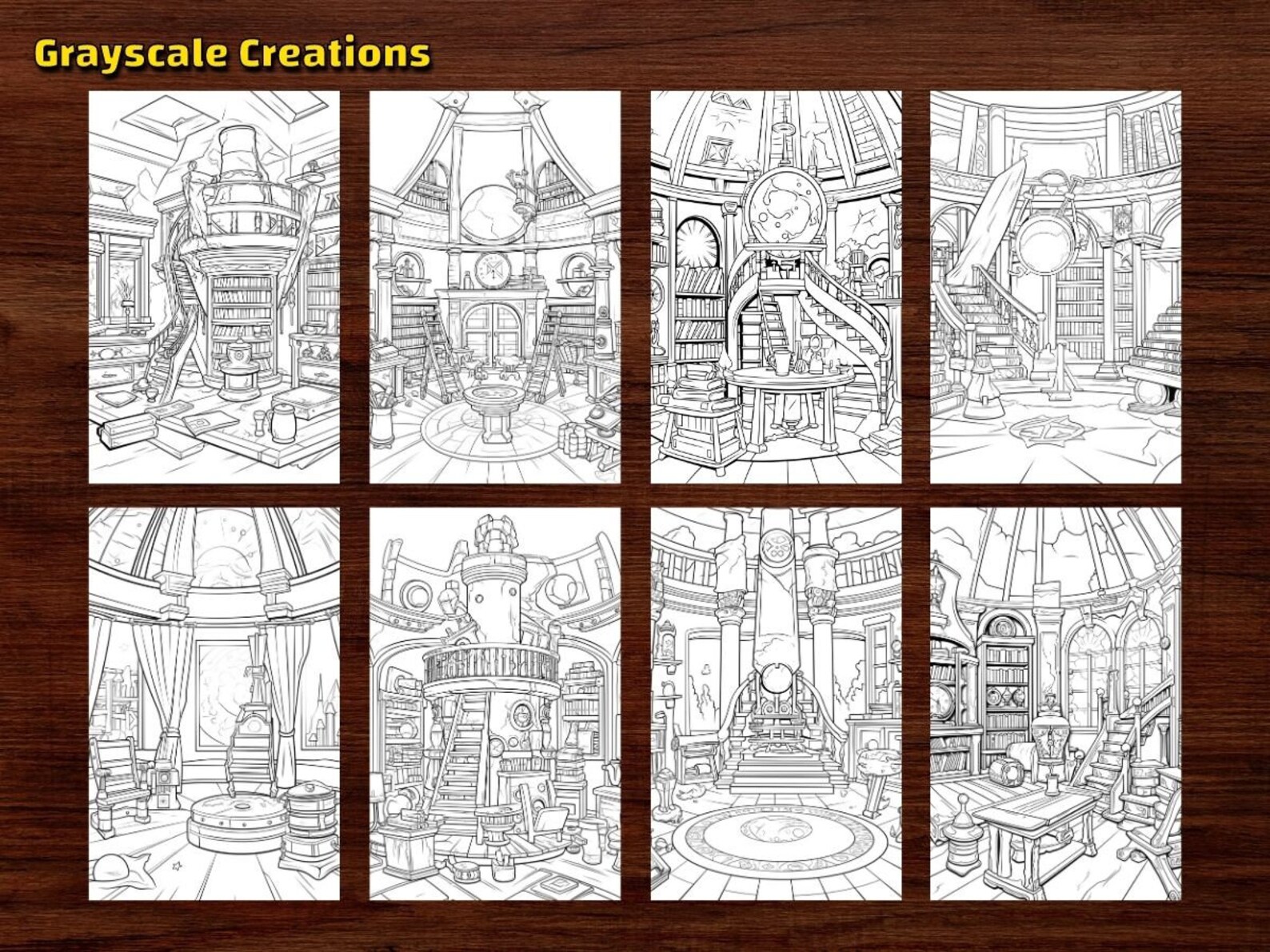 50 Wizard’s Observatory Coloring Page Book, Printable PDF Sheets ...
