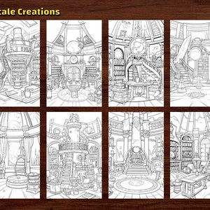 50 Wizard’s Observatory Coloring Page Book, Printable PDF Sheets ...