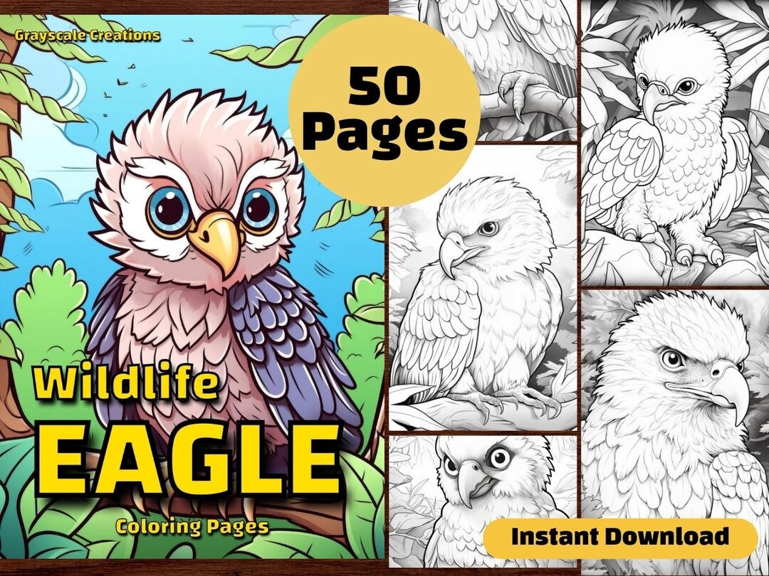 50 Cute Eagle Coloring Page Book Printable PDF Sheets - Etsy