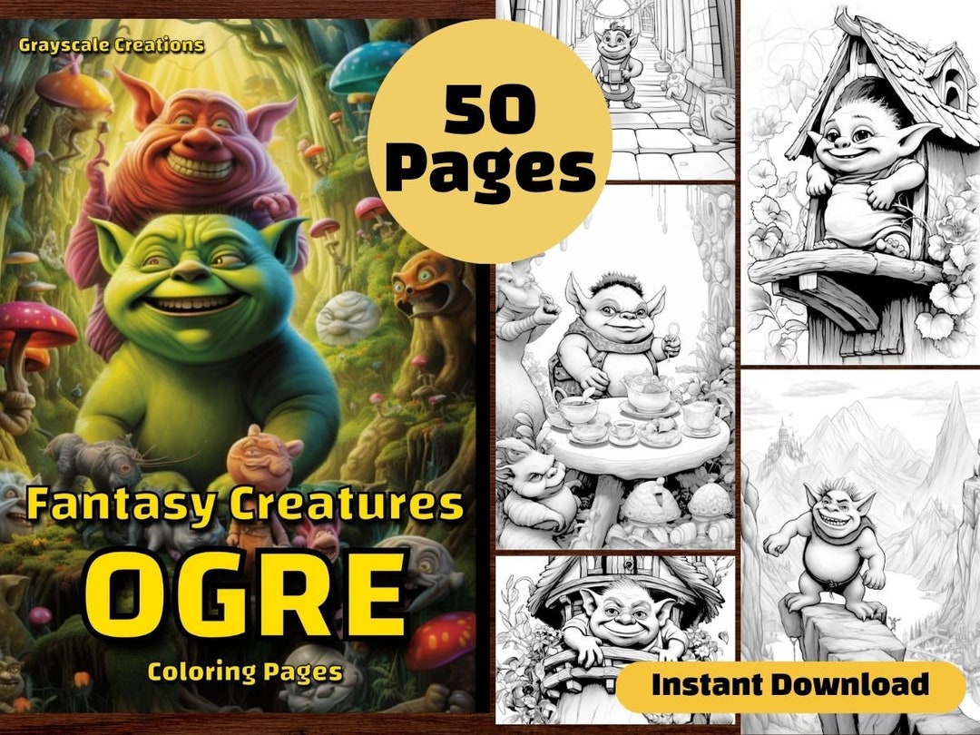50 Cute Baby Ogre Coloring Page Book Printable PDF Sheet - Etsy