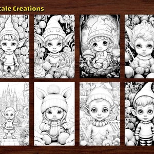 50 Cute Baby Elf Coloring Page Book, Printable PDF Sheet, Instant ...