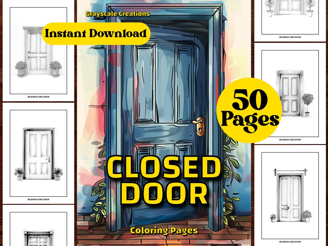 50 Closed Door Coloring Page Book, Nature House Interior Design ...