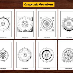50 Compass Coloring Page Book, Object Motor Nature Car Vintage ...