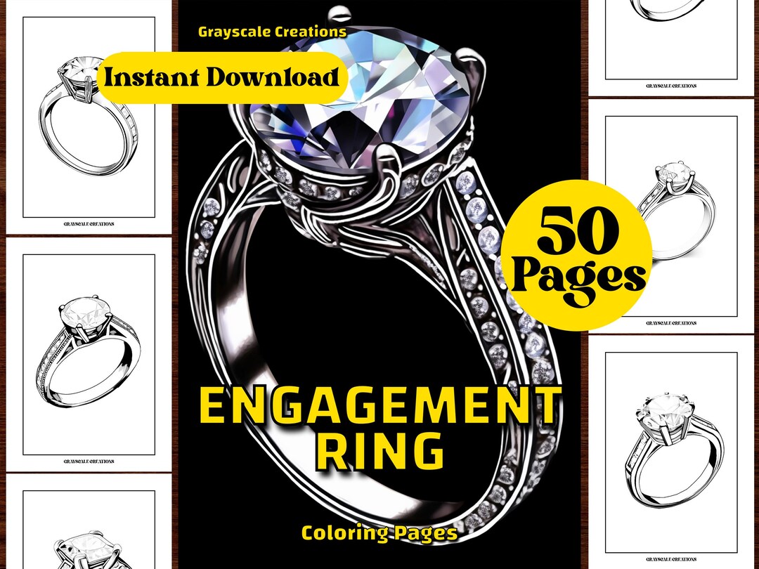 50 Engagement Ring Coloring Page Book, Nature Fashion Clothing ...