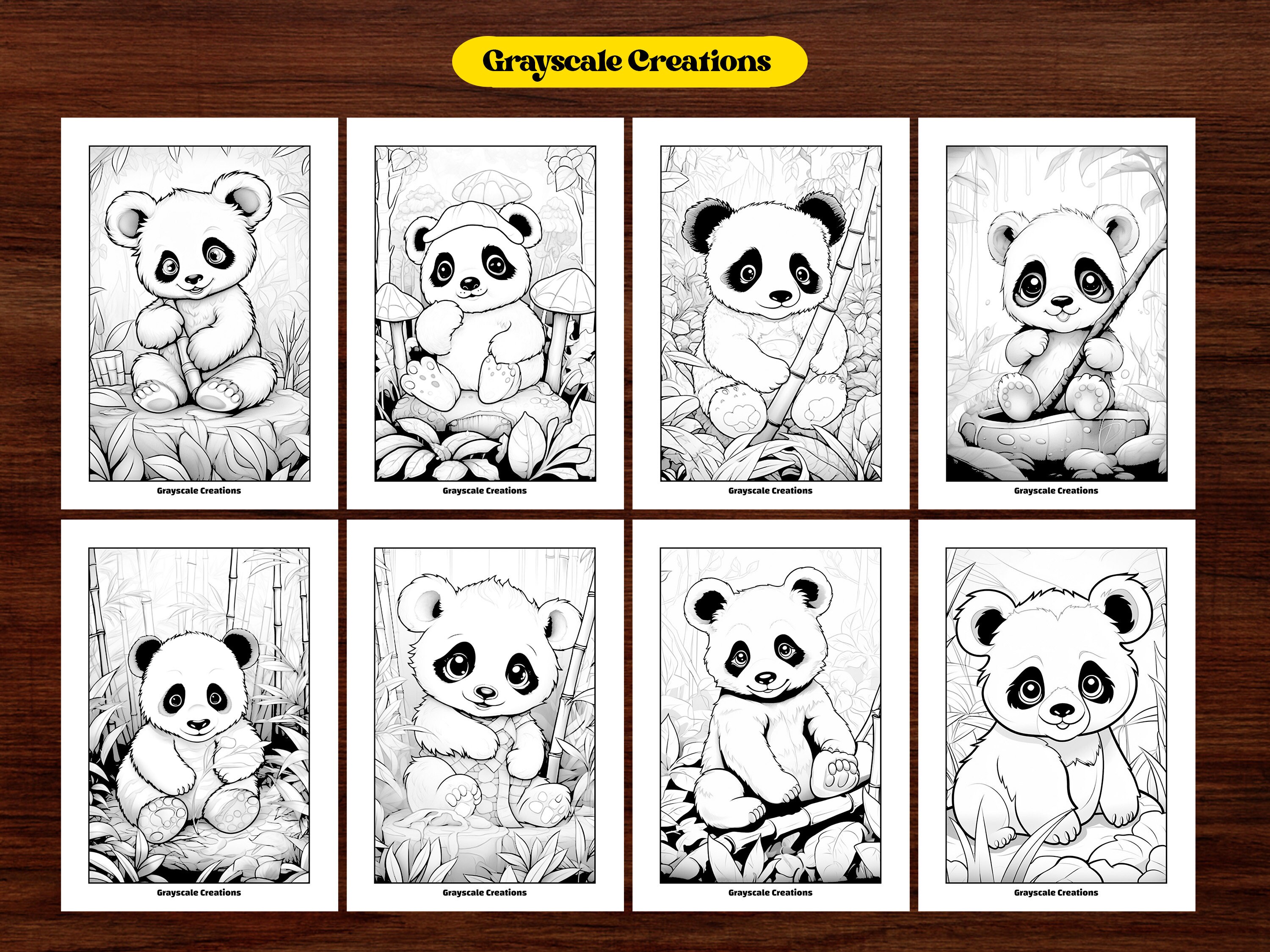 50 Cute Panda Coloring Page Book, Printable PDF Sheets, Instant ...