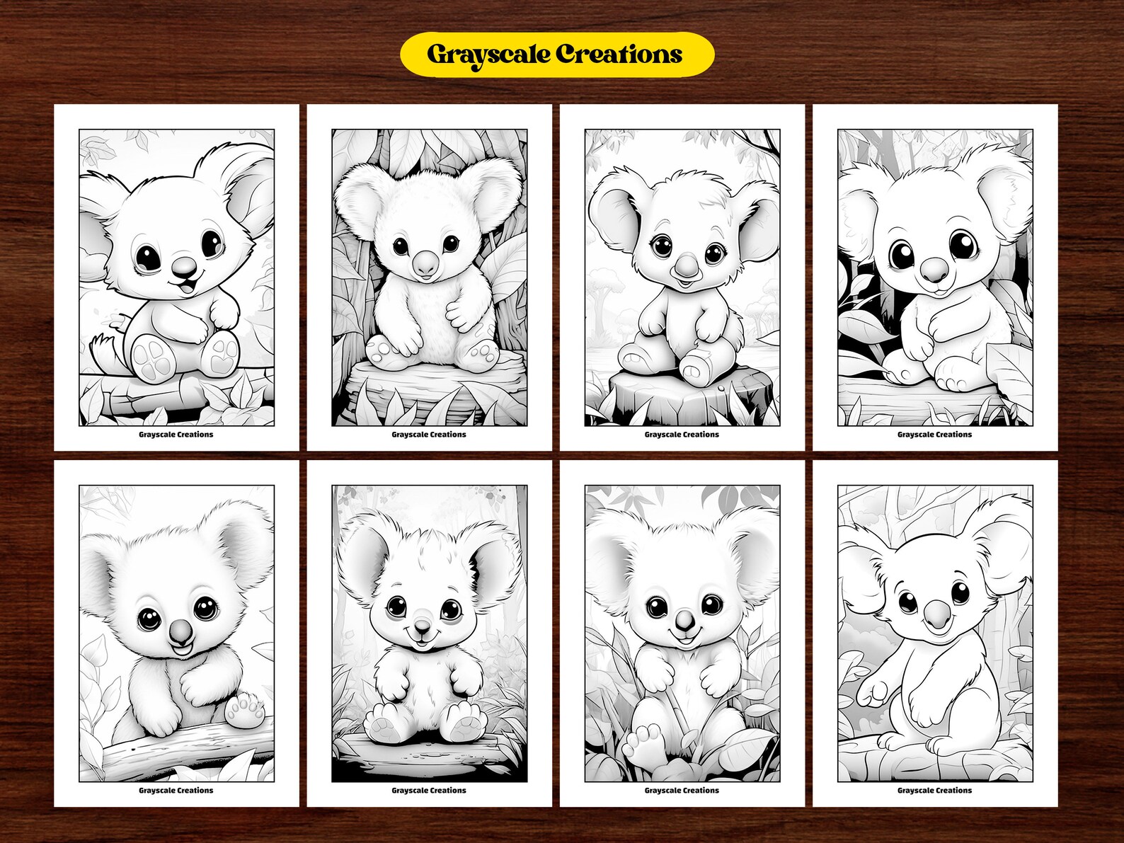 50 Cute Koala Coloring Page Book, Printable PDF Sheets, Instant ...