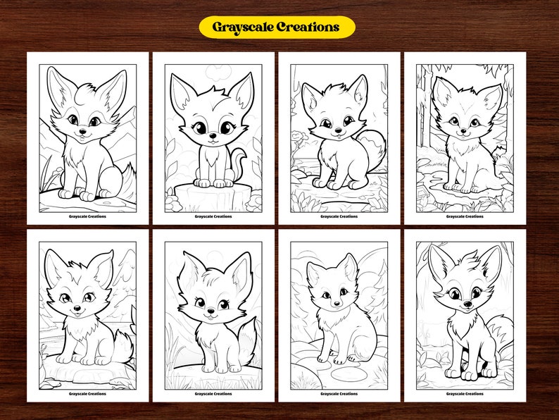 50 Cute Fox Coloring Page Book, Printable PDF Sheets, Instant Download ...