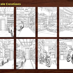 50 Garage Coloring Page Book, Printable PDF Sheets, Instant Download ...