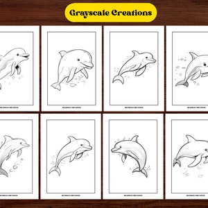 50 Dolphin Animal Coloring Page Book, Sea Life Ocean Fantasy, Birthday ...