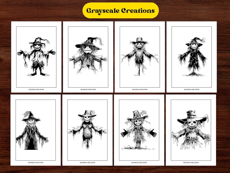 50 Scary Scarecrow Coloring Page Book, Halloween Cartoon Creepy ...