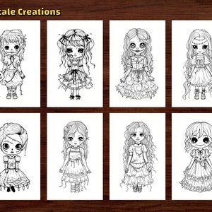 50 Creepy Doll Coloring Page Book, Halloween Creepy Chibi Horror ...