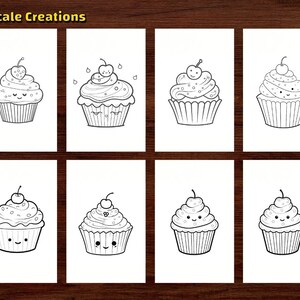 50 Cupcake Coloring Page Book Sweet Cake Food Cute Kawaii - Etsy