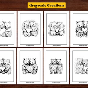 50 Teddy Bear Couple Coloring Page Book, St Valentines Romance ...