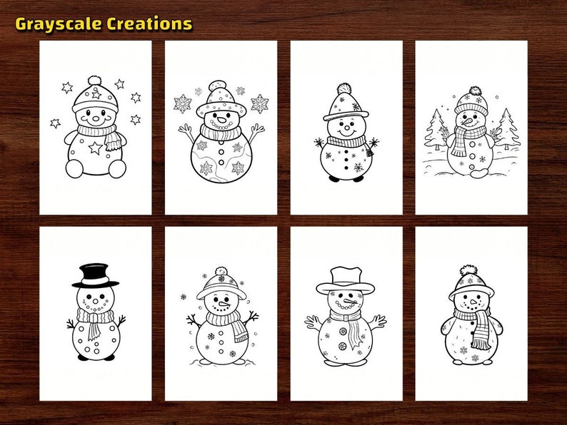 50 Snowman Coloring Page Book, Christmas Snow Creature Xmas Winter ...