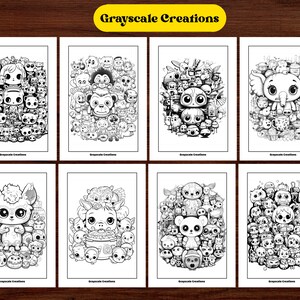 50 Animal Kawaii Cute Doodle Coloring Page Book, Printable PDF Sheet ...
