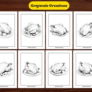 50 Roasted Chicken Coloring Page Book, Food Beverage Drinks Culinary ...